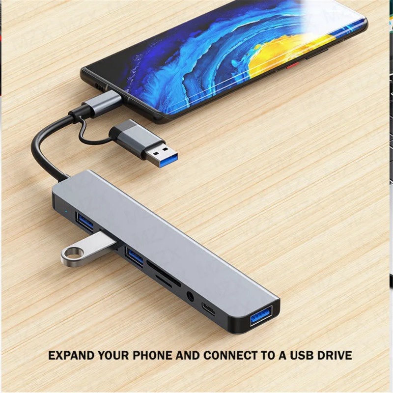 8 trong 2 USB A Type C hub Bộ chuyển đổi OTG Docking Station Bộ chuyển ...