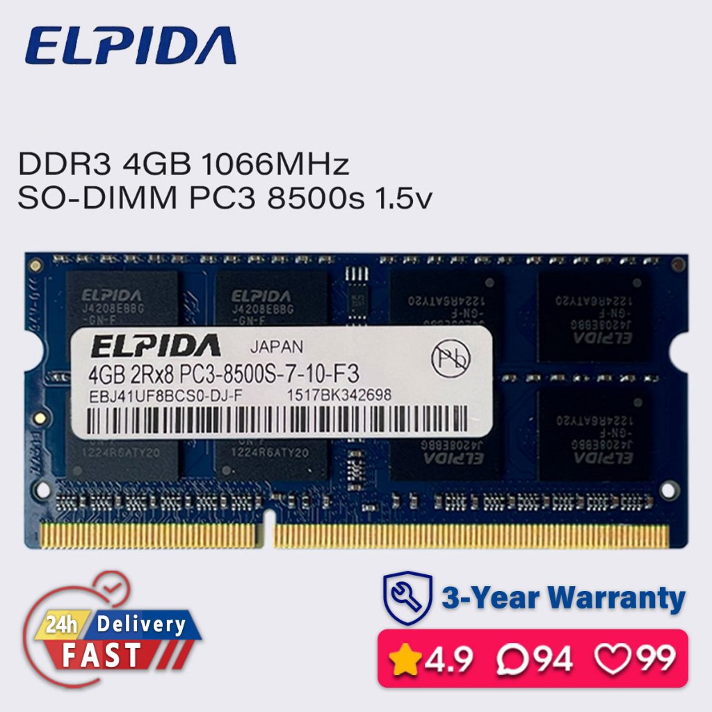 Elpida 8gb 4gb 1066mhz ddr3 ram laptop sodimm bộ nhớ pc3 1.5v 8500S ...