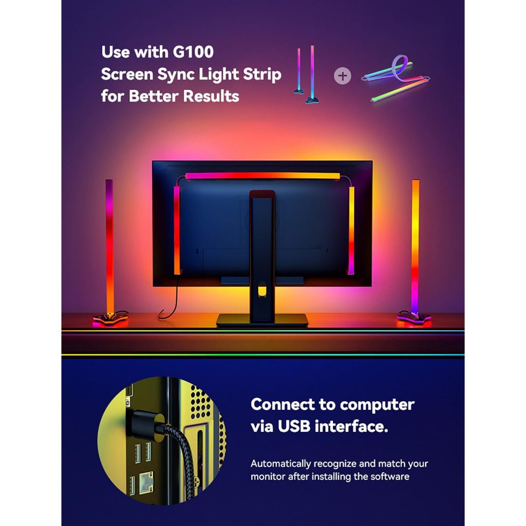 Dải đèn nền Skydimo LED RGB Đồng bộ hóa với màn hình máy tính, Đèn nhạc ...
