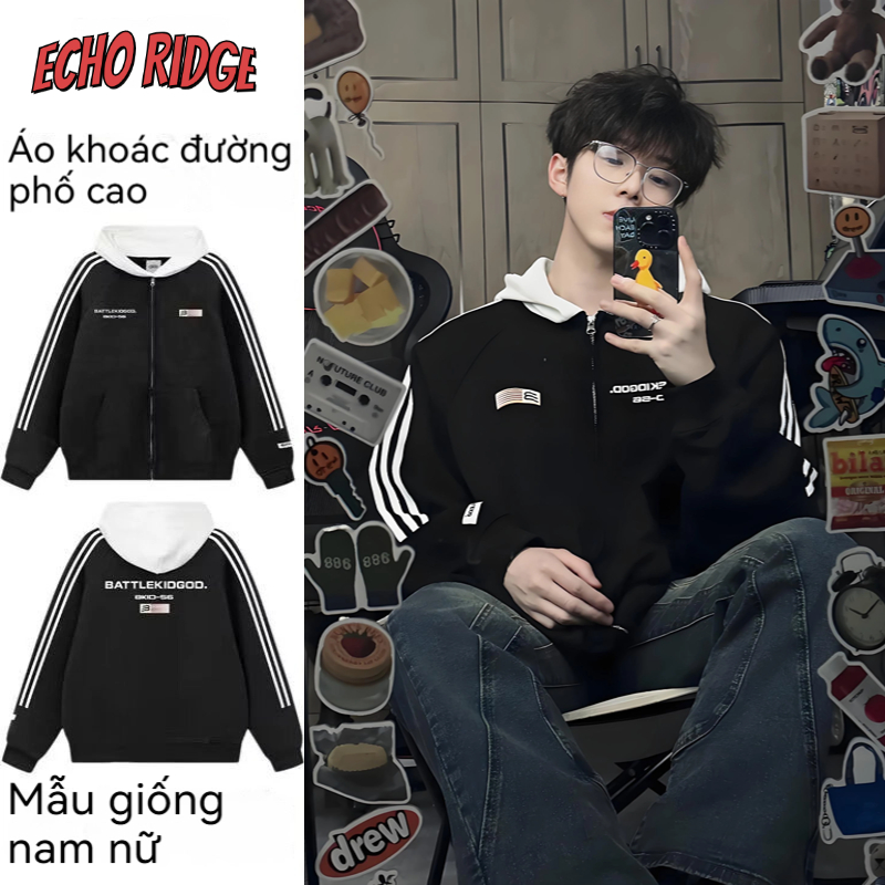 Áo khoác nam Echo Ridge Áo len có mũ trùm đầu thời trang đường phố Mỹ ...