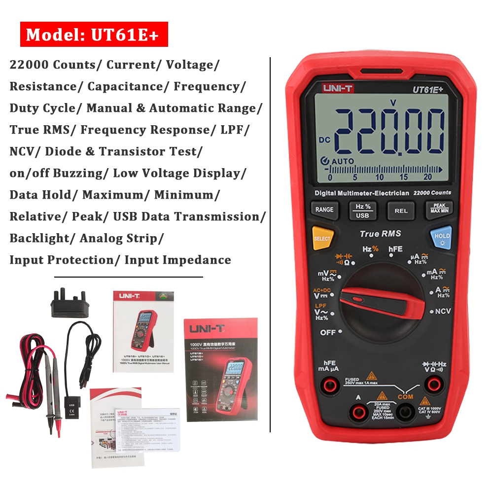 Uni-t UT61A UT61B+ UT61C+ UT61D+ UT61E+ Đồng hồ vạn năng kỹ thuật số hiện đại True RMS Phạm vi ...