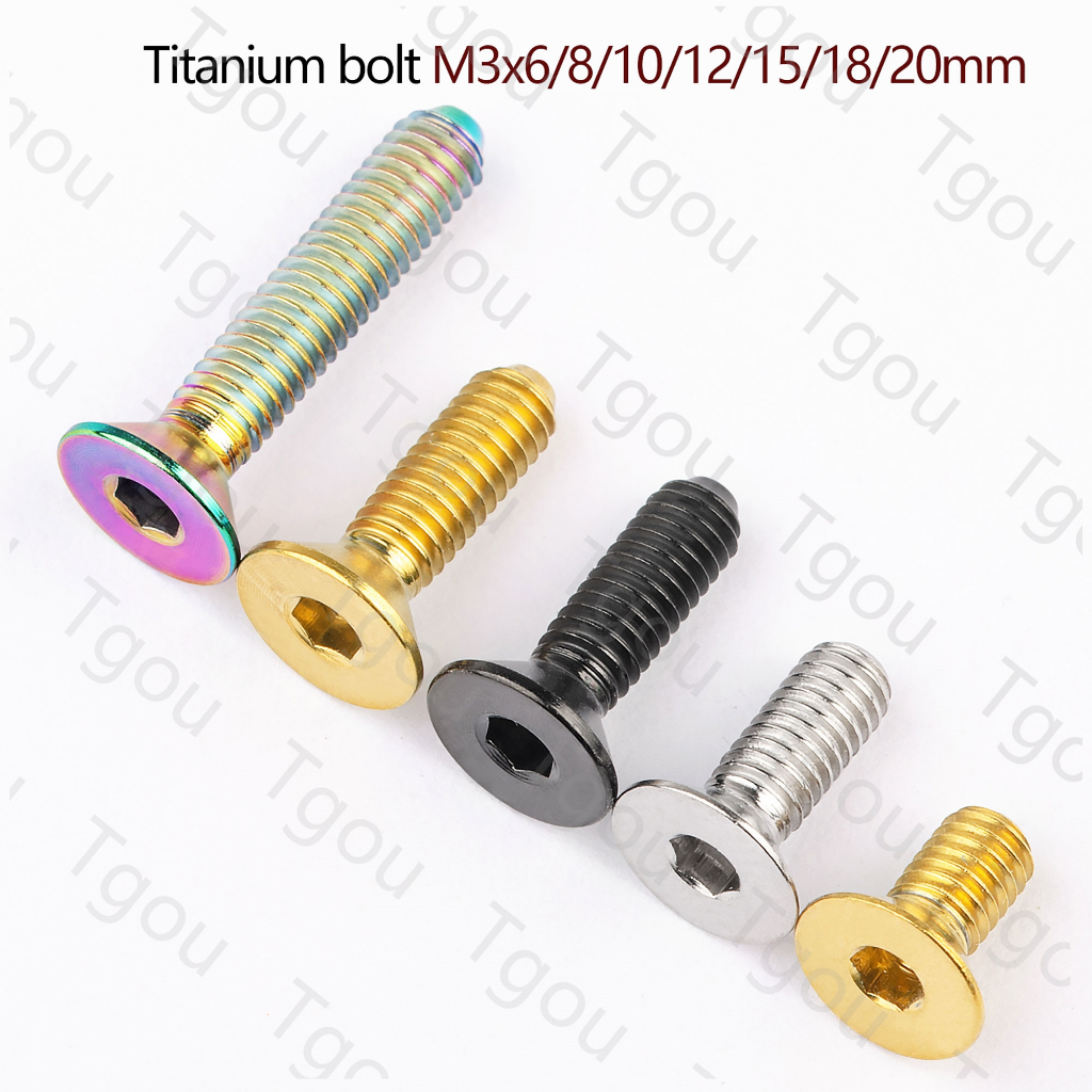 Tgou Titanium M3x6 / 8 / 10 / 12 / 15 / 18 / 20mm Allen Key Flat Head ...