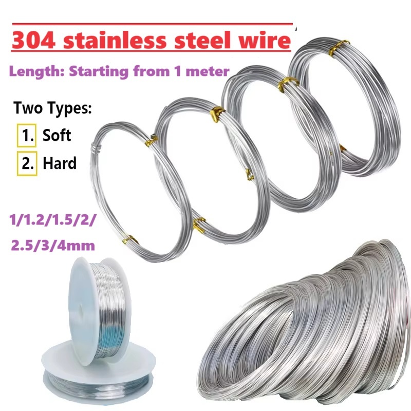 Thép không gỉ 304 Dây thép mềm / cứng Đường kính 0,02-3mm Dây đơn Lashing Dây sắt mềm Chống gỉ-1 ...