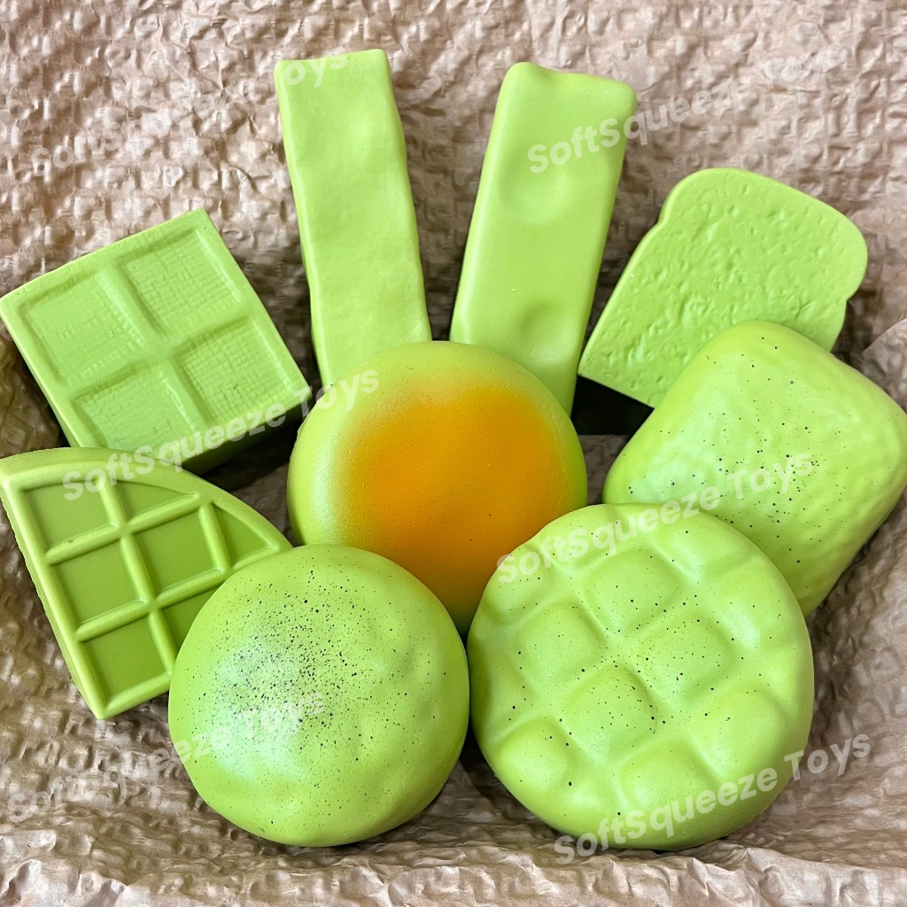 Squishy, Dòng đồ chơi mềm và chậm màu matcha, đồ chơi ép chất liệu PU ...