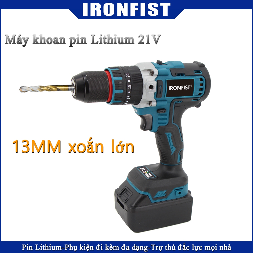 Máy khoan pin,đường kính kẹp 13mm,80Nm, 2100RPM, tương thích với pin Makita 21V, máy khoan tác ...