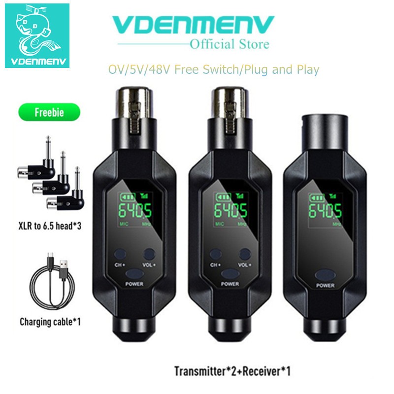 Hệ thống thu tín hiệu micro không dây VDENMENV UHF Mic có dây sang không dây cho máy trộn AMP ...