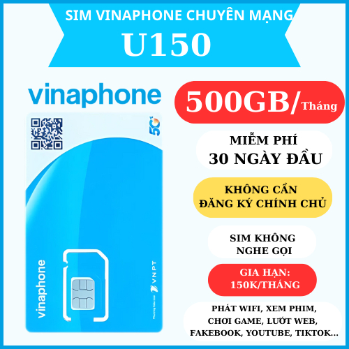 Sim Chuyên Mạng VINAPHONE 500GB/THÁNG 4G Tốc Độ Cao (MIỄN PHÍ 30 NGÀY) sim Siêu Dữ liệu VINA ...
