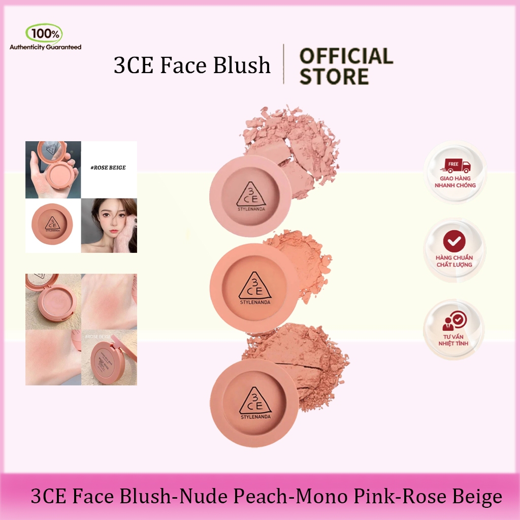 3ce má hồng Face Blush,Nude Peach,Monochrome Pink,Rose Beige phấn má ...