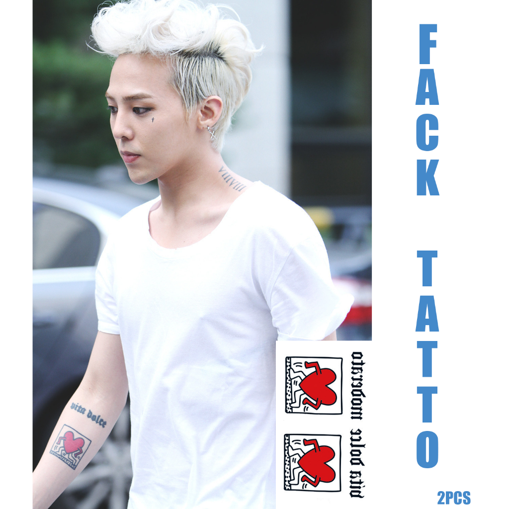 Running Heart Tattoo Sticker Hình xăm giả GD G-Dragon Style | Shopee ...
