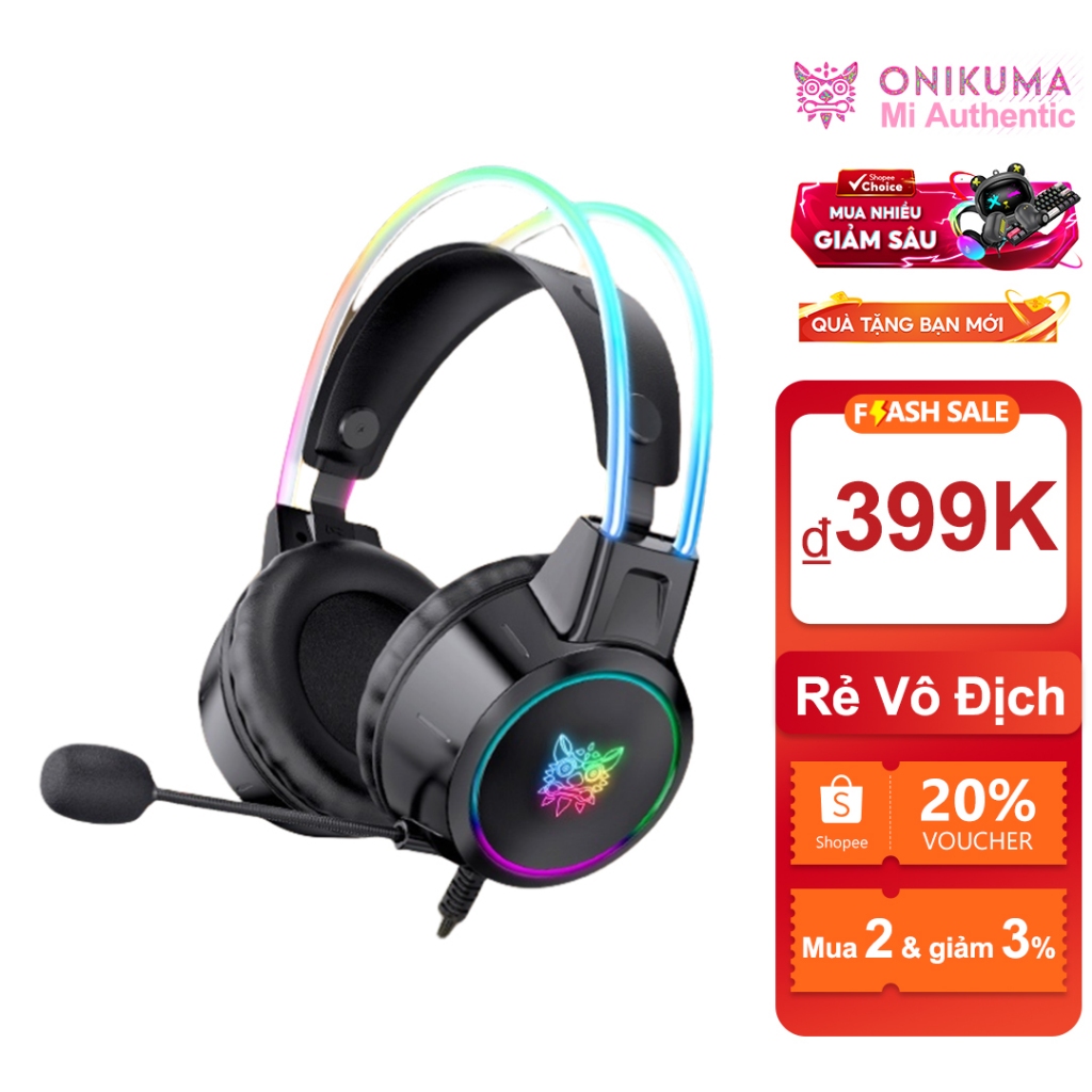 Tai Nghe Chụp Tai ONIKUMA B60 Kết Nối Bluetooth Có Đèn LED Dành Cho ...