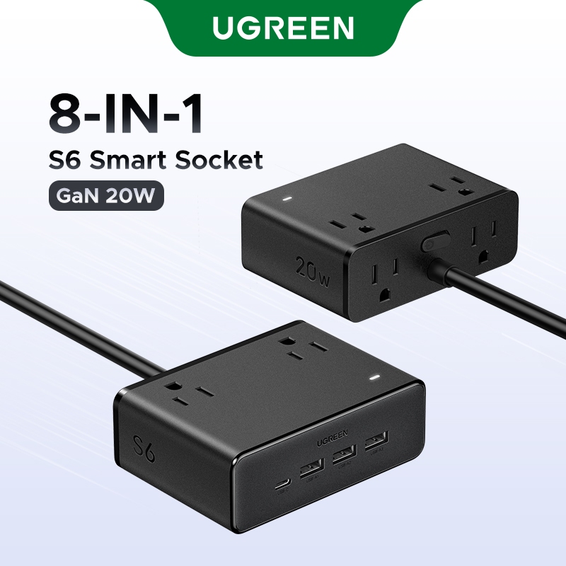 Bảng cắm ổ cắm UGREEN S6 Magic Cube với bảng cắm đa chức năng USB Trạm sạc máy tính để bàn đa ...