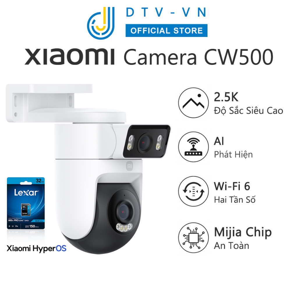 Camera ngoài trời thông minh Xiaomi CW500, Camera kép, Độ phân giải 2 ...