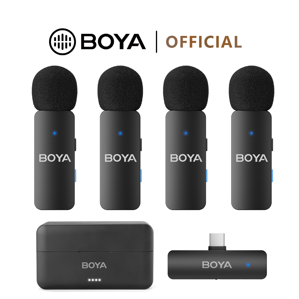 BOYA BY-V4U micro không dây cài áo bốn kênh mic thu âm livestream 4 người dành cho Vlogging Live ...