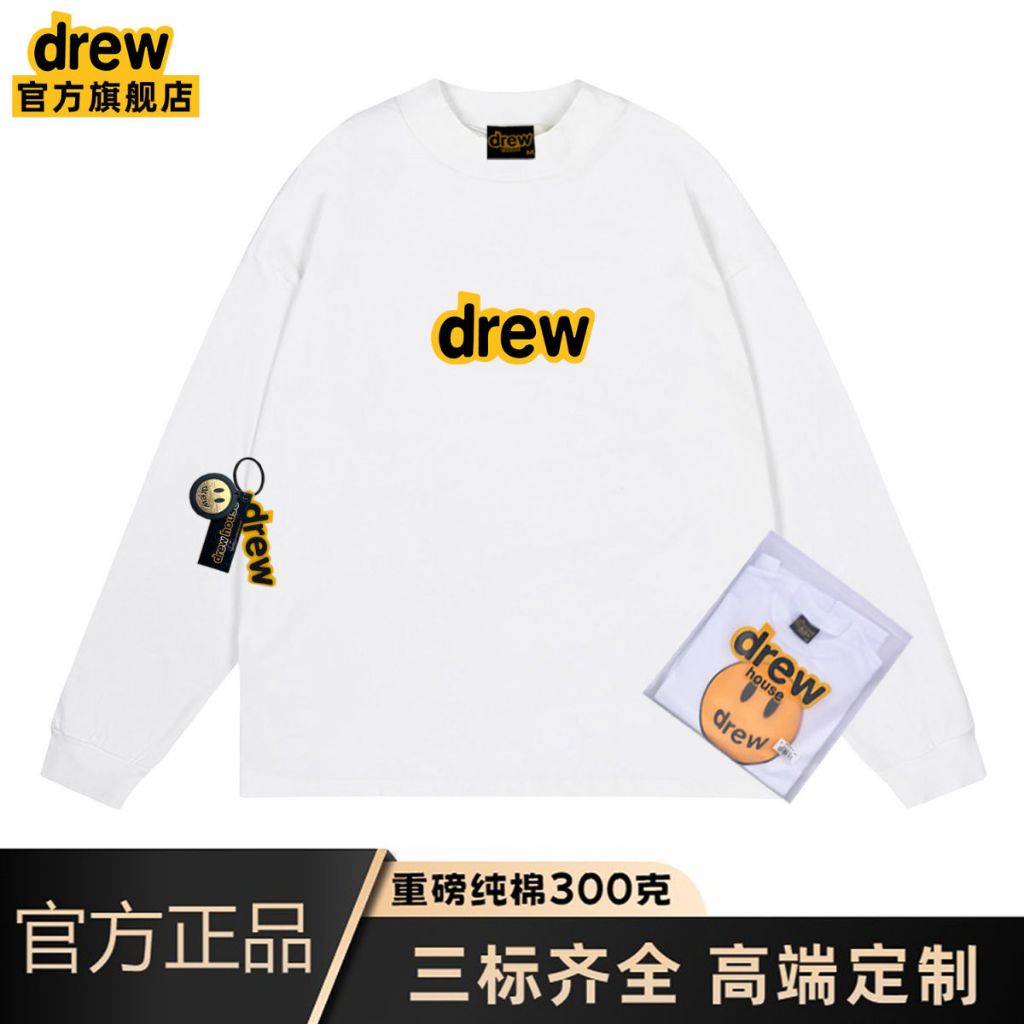Drew MANGO Cotton Nguyên Chất Mỹ Chữ Dài Tay Áo Thun Nam Nữ FOG Đường Phố Cao Cấp Rời Top Xuân ...