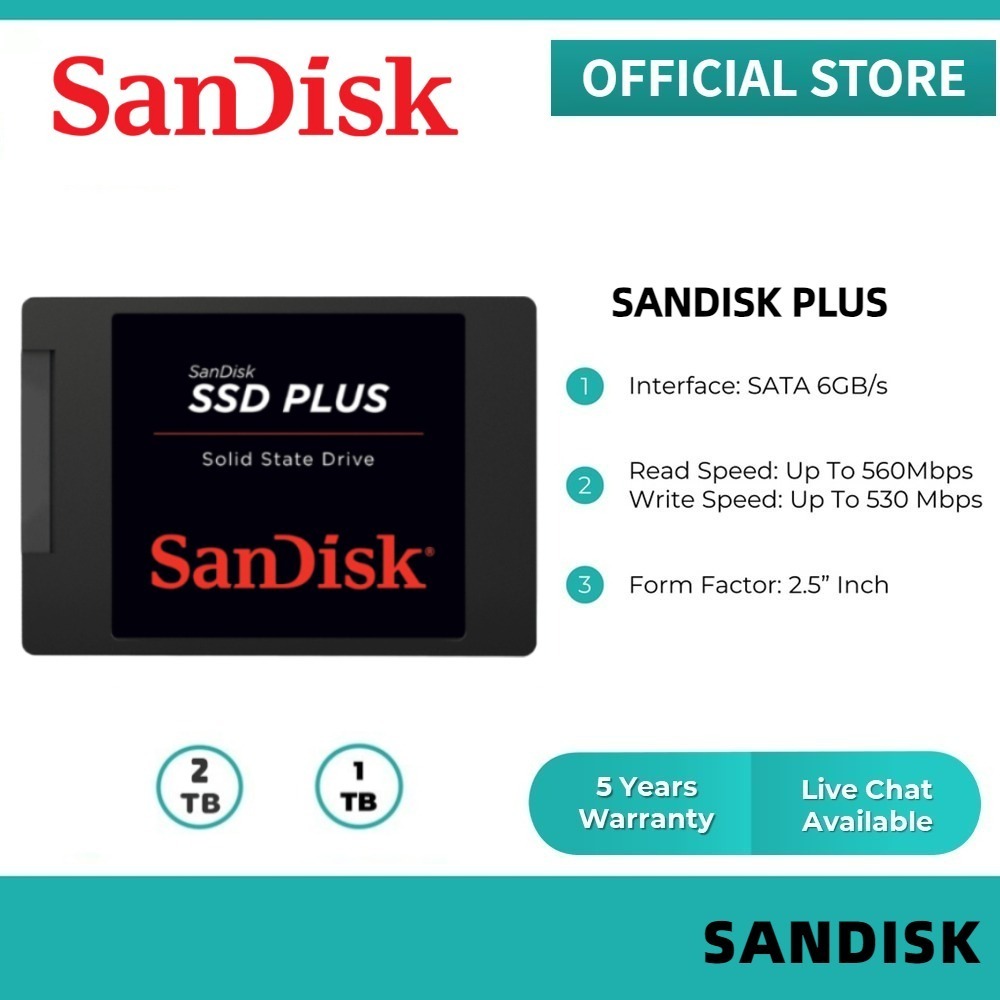 Ổ cứng thể rắn bên trong SanDisk SSD PLUS 2.5 "1TB 2TB SATA III | Shopee Việt Nam