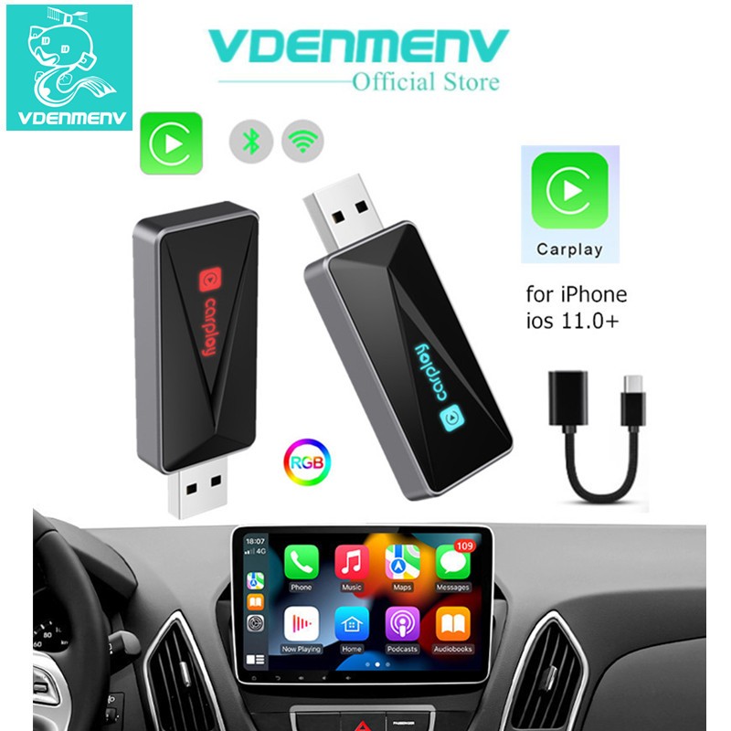 Bộ chuyển đổi Carplay không dây VDENMENV RGB cho nhà máy ô tô Carplay có dây chính hãng sang ...