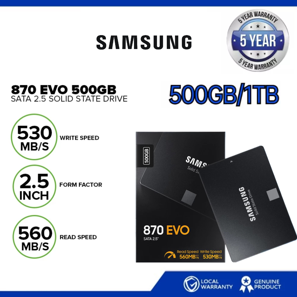 Samsung SSD 870 EVO 500GB 1TB 2TB Ổ cứng thể rắn bên trong SATA3 2.5 ...