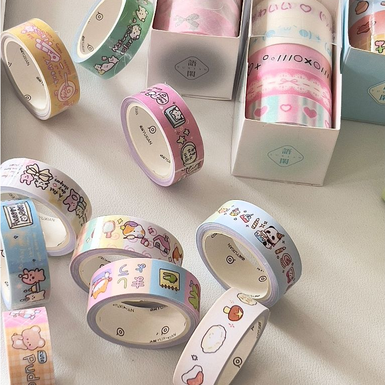 Ohaya | 5 Cuộn / Hộp Fine Flash Băng Dễ Thương Dễ Thương Những Điều Dễ Thương Washi Băng Bộ diy ...
