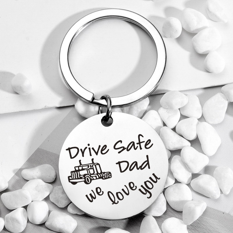 [Coisíní] Drive Safe Dad We Love You Thép không gỉ Móc khóa Drive Quà tặng an toàn cho bố ...