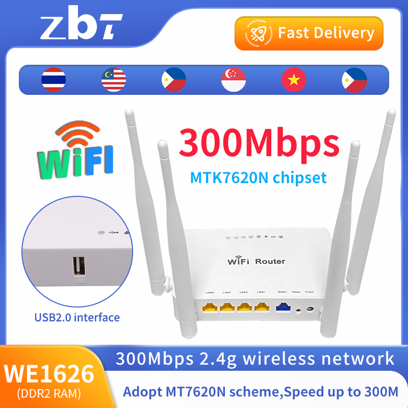 Zbt WE2626 2.4GHz4 * LAN 1 * WAN 300Mbps Bộ định tuyến WiFi Modem USB ...