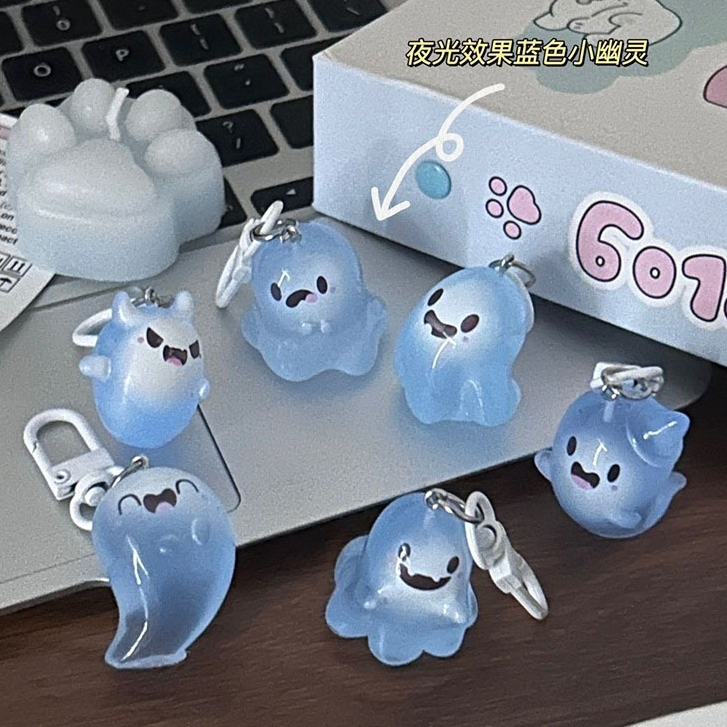 🍥jellycuty🍥 Móc chìa khóa Jelly Ghost 3D Phim hoạt hình Mặt dây chuyền ...