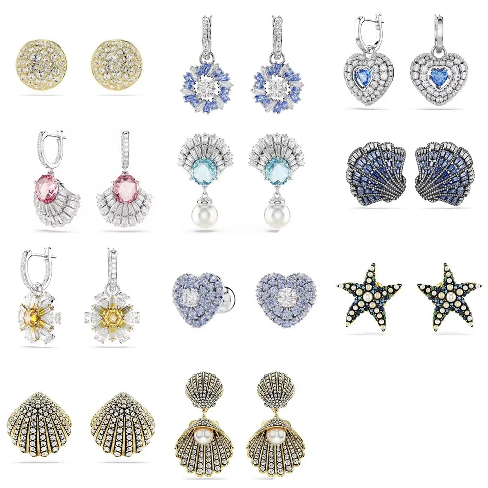 Bông tai Swarovski phong cách đại dương kèm hộp quà | Shopee Việt Nam