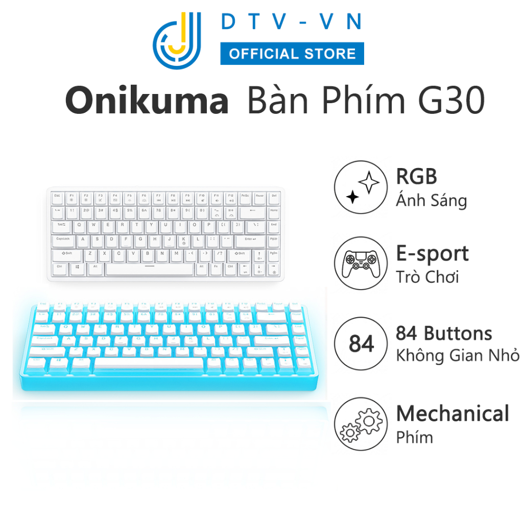 Bàn phím cơ Onikuma G30, E-Sport, 84 nút, Thân trục cơ, Chiếu sáng RGB ...
