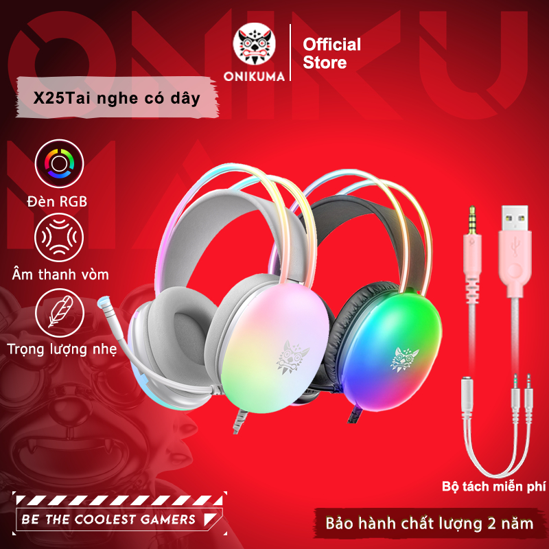 Tai nghe trò chơi ONIKUMA X25 RGB Tai nghe máy tính Tai nghe trò chơi 3,5 mm + USB cho PC ...