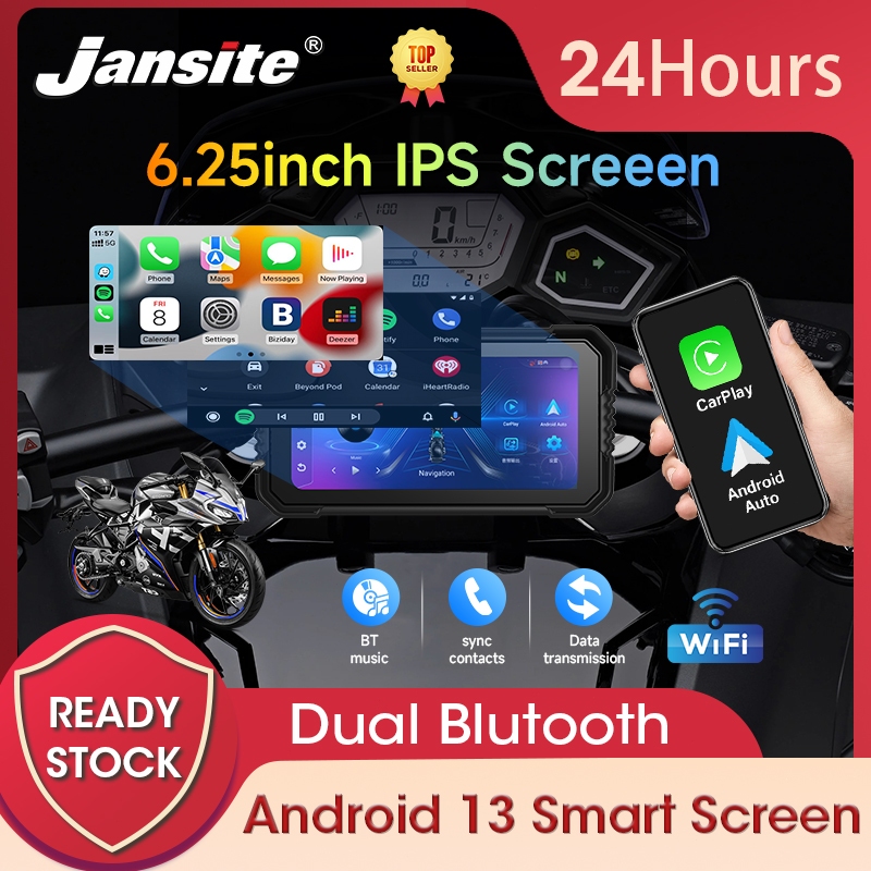Jansite 6inch 4 core 2 + 32GB di động xe máy điều hướng IPX7 chống nước Android 13 không dây ...