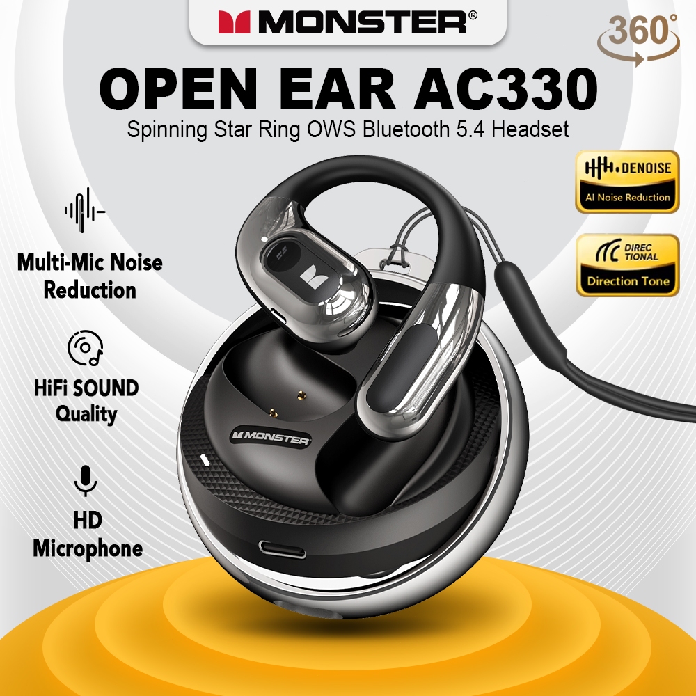 Monster Open Ear AC330 Tai nghe mở tai Bluetooth 5.4 Tai nghe không dây ...