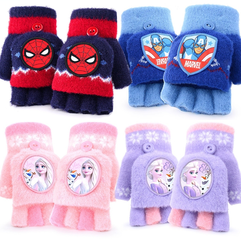 Bao tay len, găng tay len cho bé 3-10 tuổi, lót bông ấm áp(Spider Man//Iron Man/Elsa/KT ...