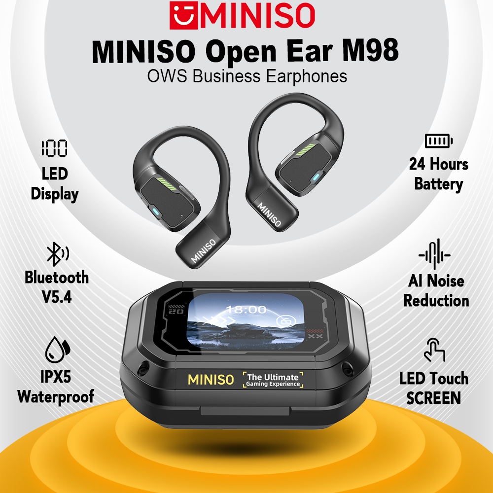 MINISO M98 Tai nghe không dây Bluetooth 5.4 có màn hình cảm ứng LED Tai ...