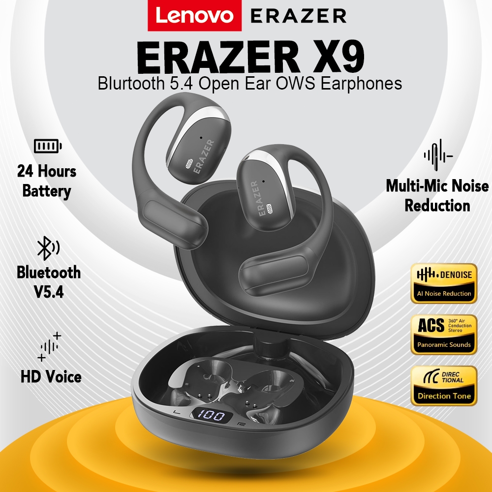 Lenovo ERAZER Open Ear X9 Tai nghe thể thao Bluetooth không dây 5.4 OWS Tai nghe giảm tiếng ồn ...