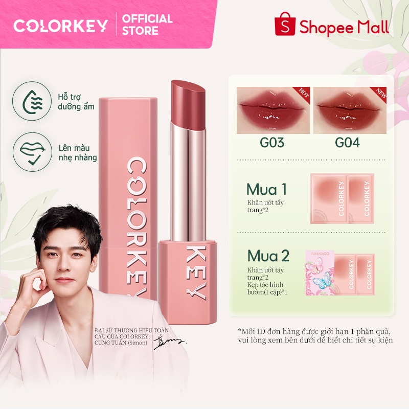Son môi dưỡng ẩm bóng trang điểm 2 trong 1 COLORKEY 3g | Shopee Việt Nam