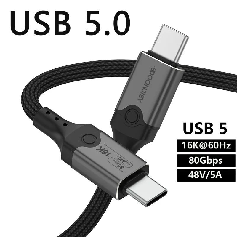 0.5m 1m 2m USB 5.0 80Gbps Thunderbolt 5 Cáp 16K @ 60hz USB c TO USB c ...