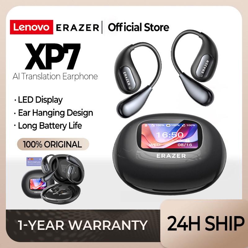 Lenovo ERAZER XP7 Al Tai nghe không dây dịch thời gian thực thông minh Bluetooth 5.4 có màn hình ...