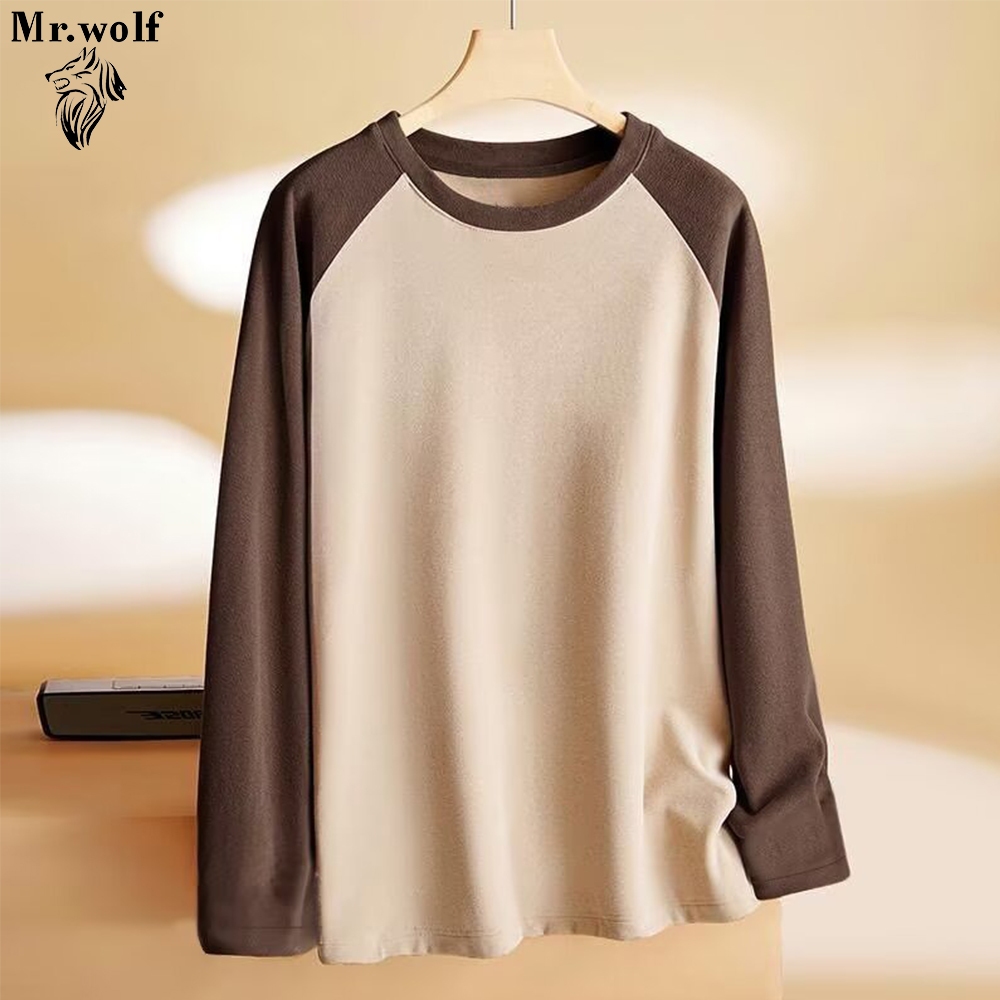 【M-5XL】 Áo thun nam dài tay mùa thu đông dày dặn và ấm áp nối với áo ...