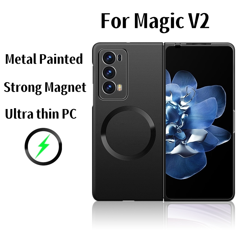 Ốp điện thoại PC siêu mỏng từ tính cho Huawei Honor Magic V2 VS2 Vỏ kim loại sơn cứng mờ chống ...
