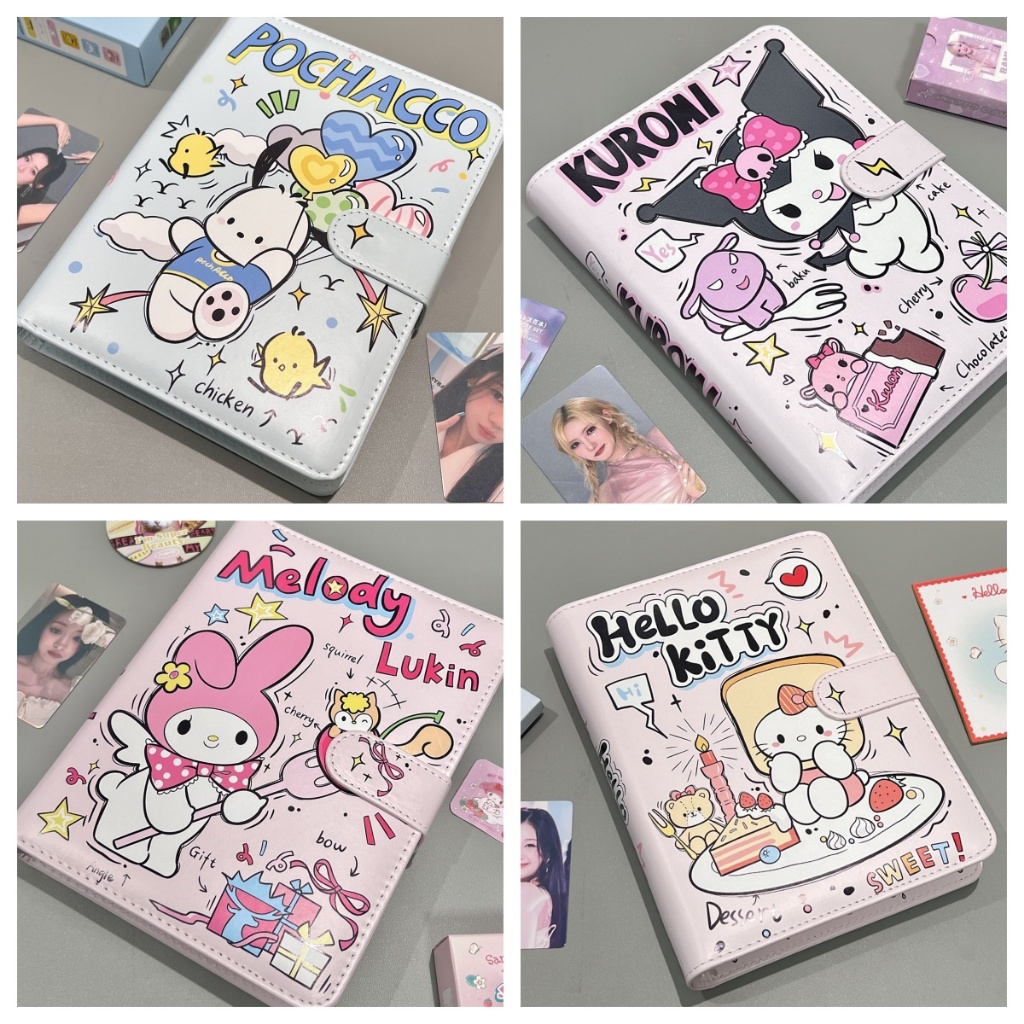 Sách Thẻ Sanrio Da pu Sách Thẻ A5 Khóa Từ y2k Lá Rời Bốn Cung Điện Thẻ ...