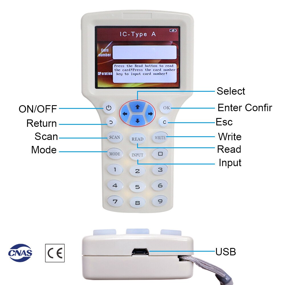 Máy photocopy RFID Máy sao chép ID 125KHz Đầu đọc NFC IC 13,56 MHz Lập trình viên mã hóa Loại ...