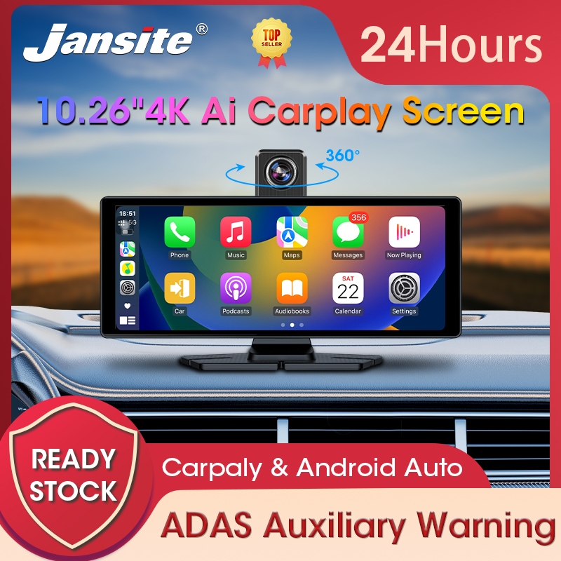 Đầu ghi âm lái xe DVR ô tô Jansite 10,26 inch 360° Giám sát xoay 4K Carplay Android Bảng điều ...