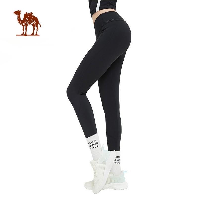 Quần thể thao CAMEL CROWN ôm sát cạp cao co giãn tốt cho nữ chạy bộ tập ...