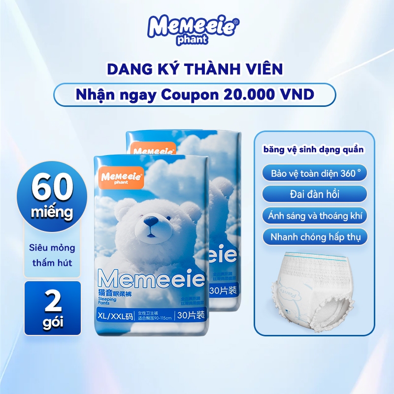 Memeeie 60 Miếng 2 Gói Băng vệ sinh dạng quần siêu tiết kiệm tiện dụng ...