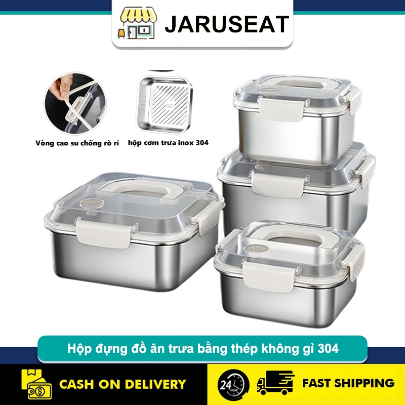 JARUSEAT Hộp cơm giữ nhiệt văn phòng inox 304 - 1600ml, 2300ml，3000ml Hộp cơm khay inox cao cấp ...