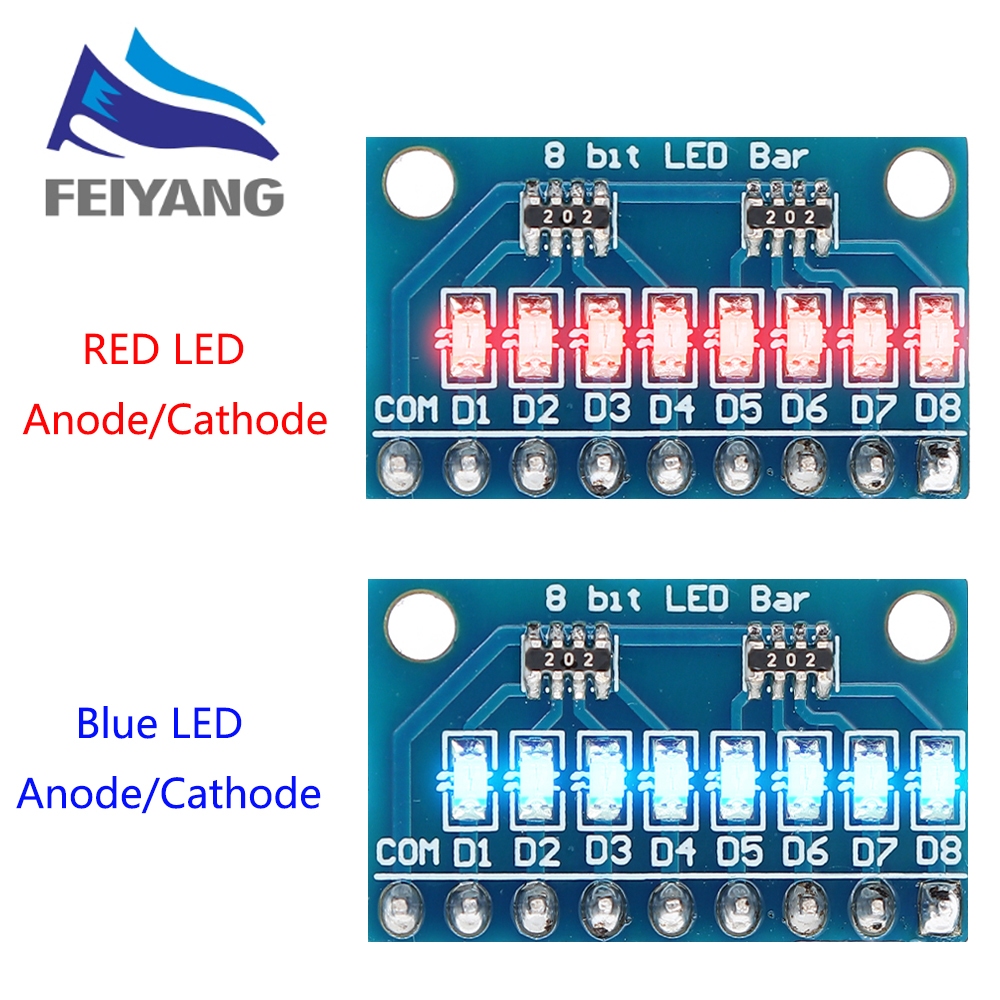3.3v 5V 8 Bit Xanh / Đỏ Anode chung / Cathode LED Đèn báo Mô-đun tự làm ...