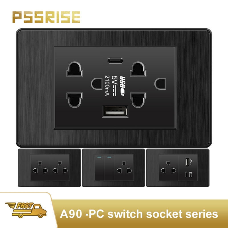 Ổ cắm Pssrise A90 PC Brushed Panel treo tường 118 Type 15 A Switch Ổ ...