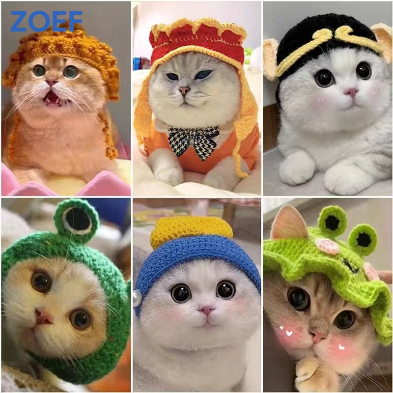 ZOEF Siêu Dễ Thương Mèo Mũ Len Dệt Kim cospaly Đạo Cụ Mũ Đội Đầu Vui ...