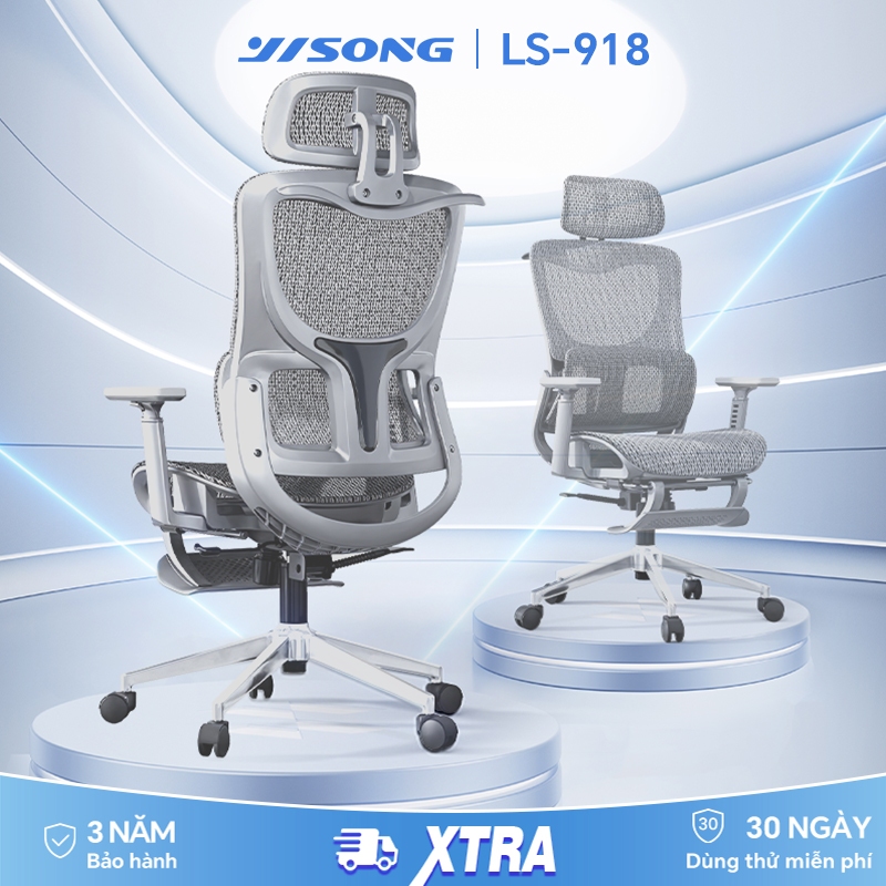 【Yisong LS918】Ghế công thái học ghế văn phòng có đệm chân, chân thép ...