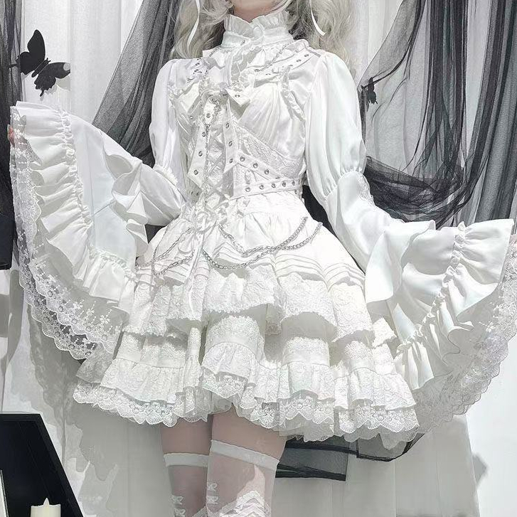 Nhật Bản Gothic Bên Trong Áo Sơ Mi Với Tay Áo Hime Tối Phong Cách ...