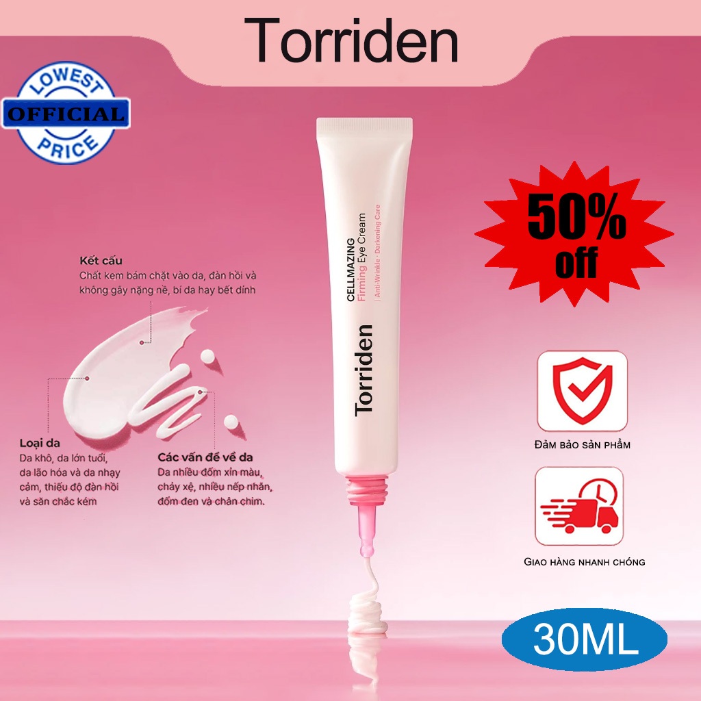Kem dưỡng săn chắc mắt Torriden Cellmazing Firming Eye Cream 30ml chứa ...